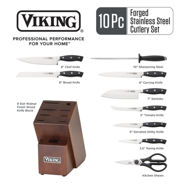 Viking 10-Piece True Forged Cutlery Set with Block