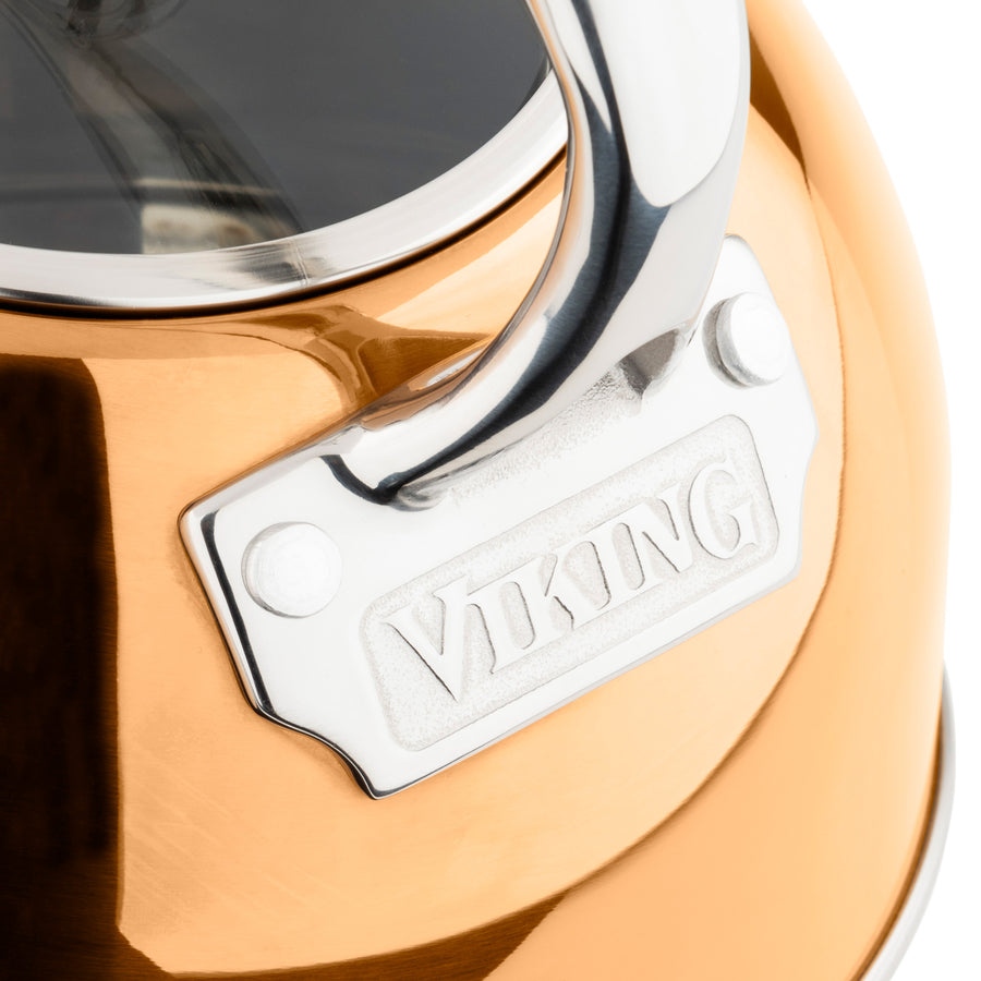Viking 2.6-Quart Rose Gold Stainless Steel Whistling Kettle with 3-Ply