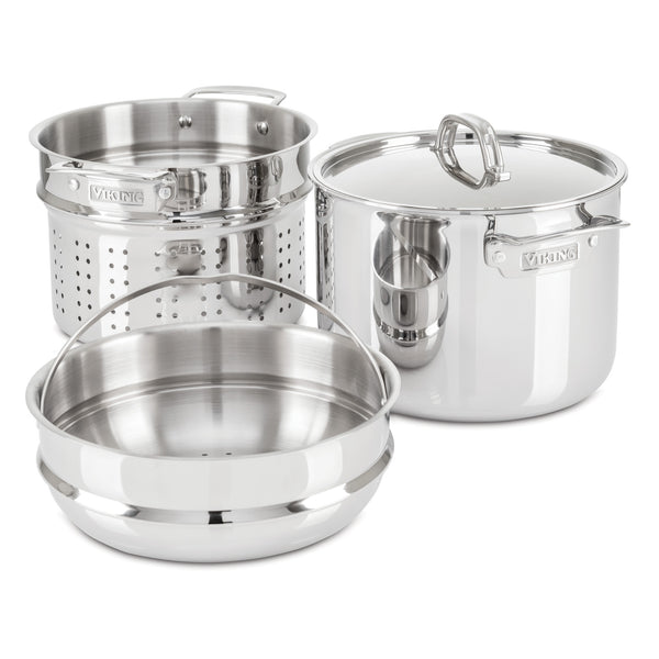 Viking 3-Ply Stainless Steel 8 Qt Multipot 4-Piece Set with Metal Lid ...