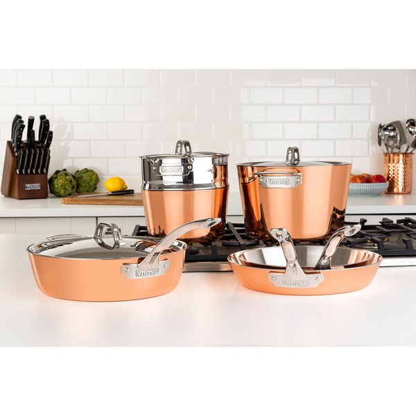 Viking Contemporary 4-Ply Copper Clad 9-Piece Cookware Set with Metal ...