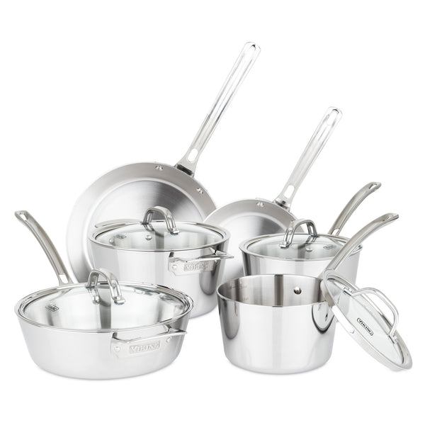 Viking Contemporary 3-Ply Stainless Steel 10-Piece Cookware Set with G ...