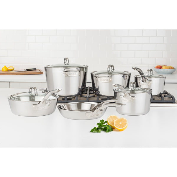Viking Contemporary 3-Ply Stainless Steel 12-Piece Cookware Set with G ...