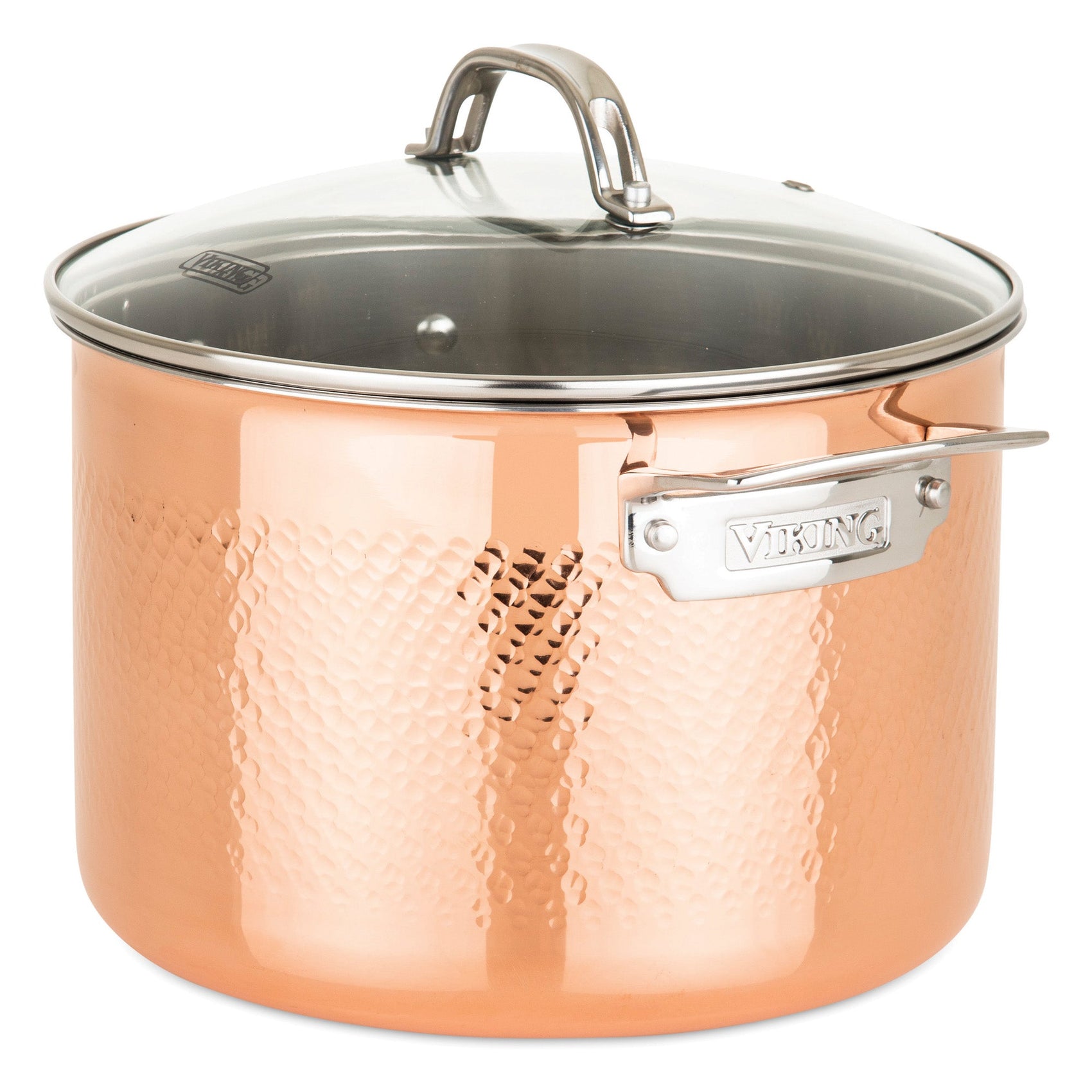 Viking 3-Ply Hammered Copper Clad 10-Piece Cookware Set with Glass Lid