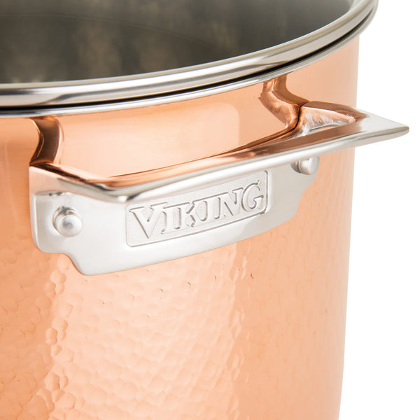 Viking 3-Ply Hammered Copper Clad 10-Piece Cookware Set with Glass Lid ...